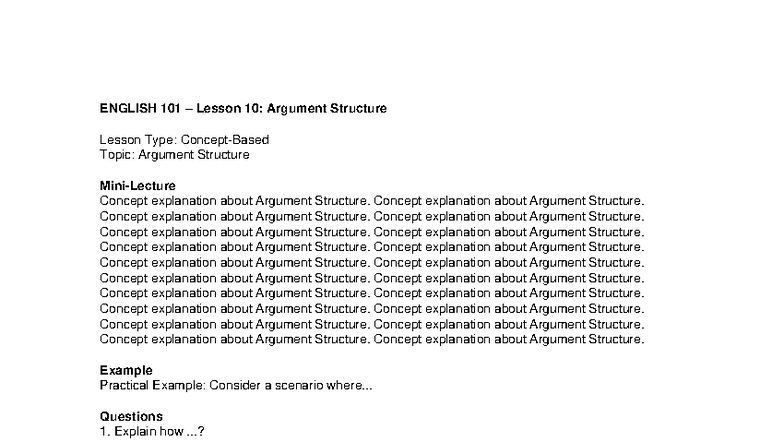 ENGLISH 101 Lesson 10: Understanding Argument Structure - Studocu