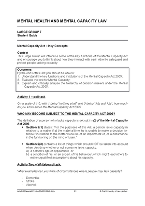 [Solved] What is the 4 stage capacity test - mental health law - Studocu