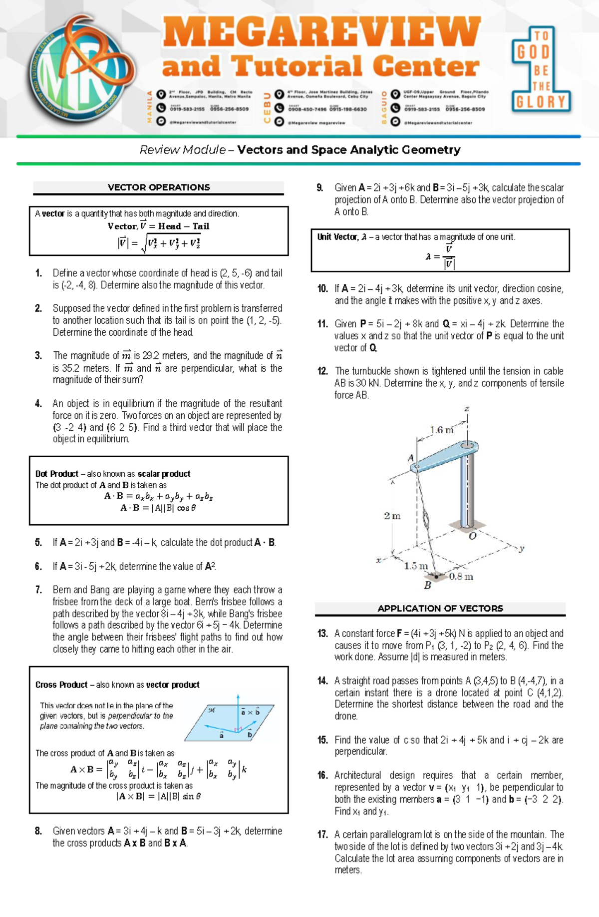 Review Module 08: Vectors & Space Analytic Geometry S2025 - Studocu