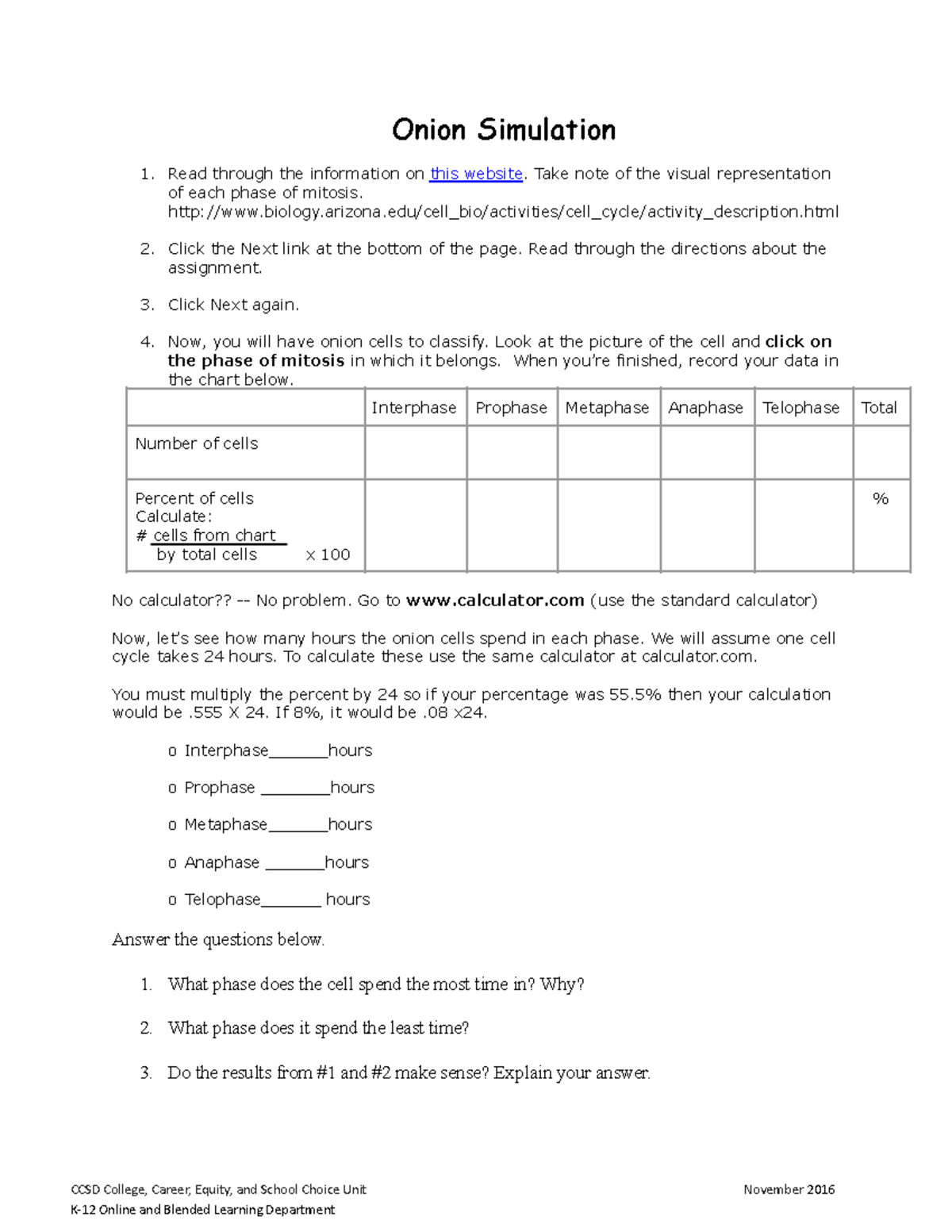 Onion Simulation - I am a student using the answer key for my class ...
