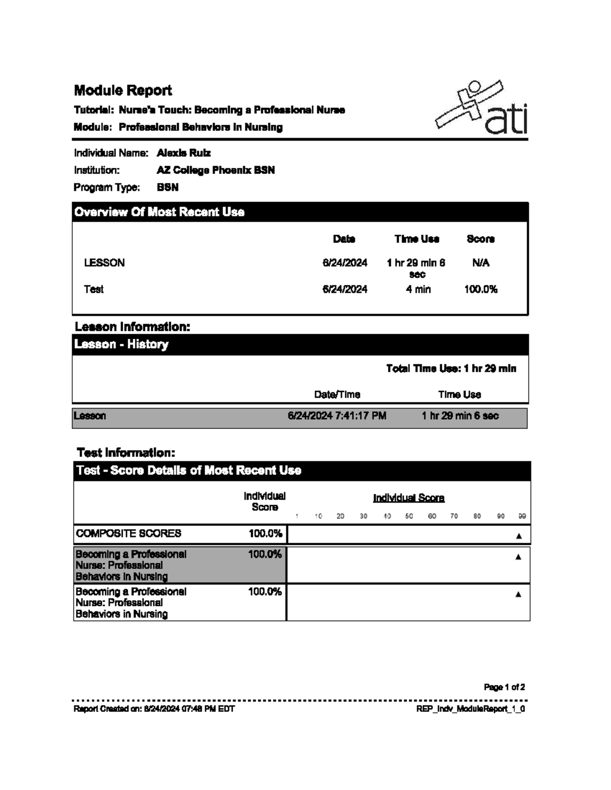 Prof Behaviors in Nursing - Module Report Tutorial: Touch: Becoming a ...