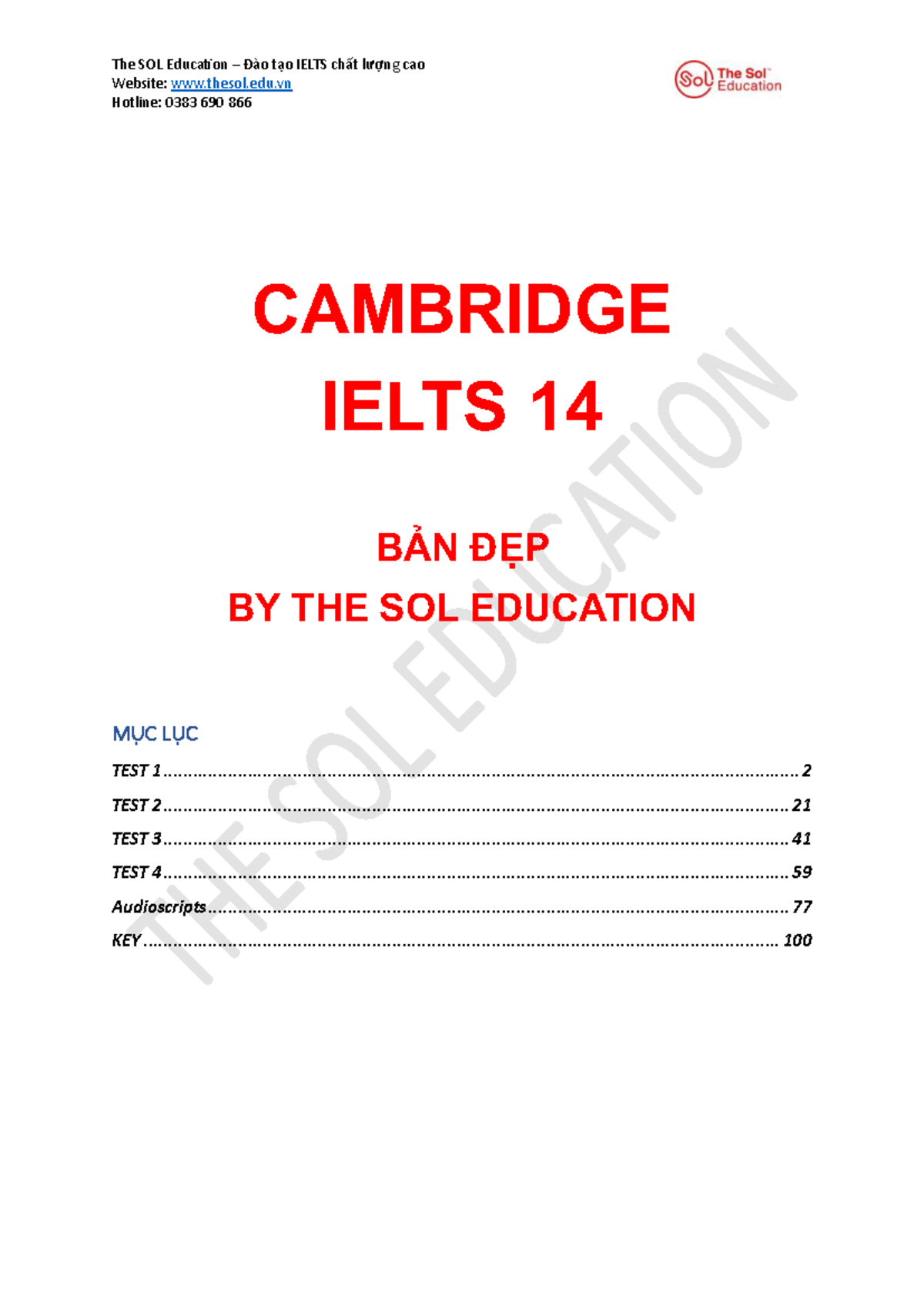 CAM 14 IELTS Listening & Reading Practice Tests with Answers - Studocu