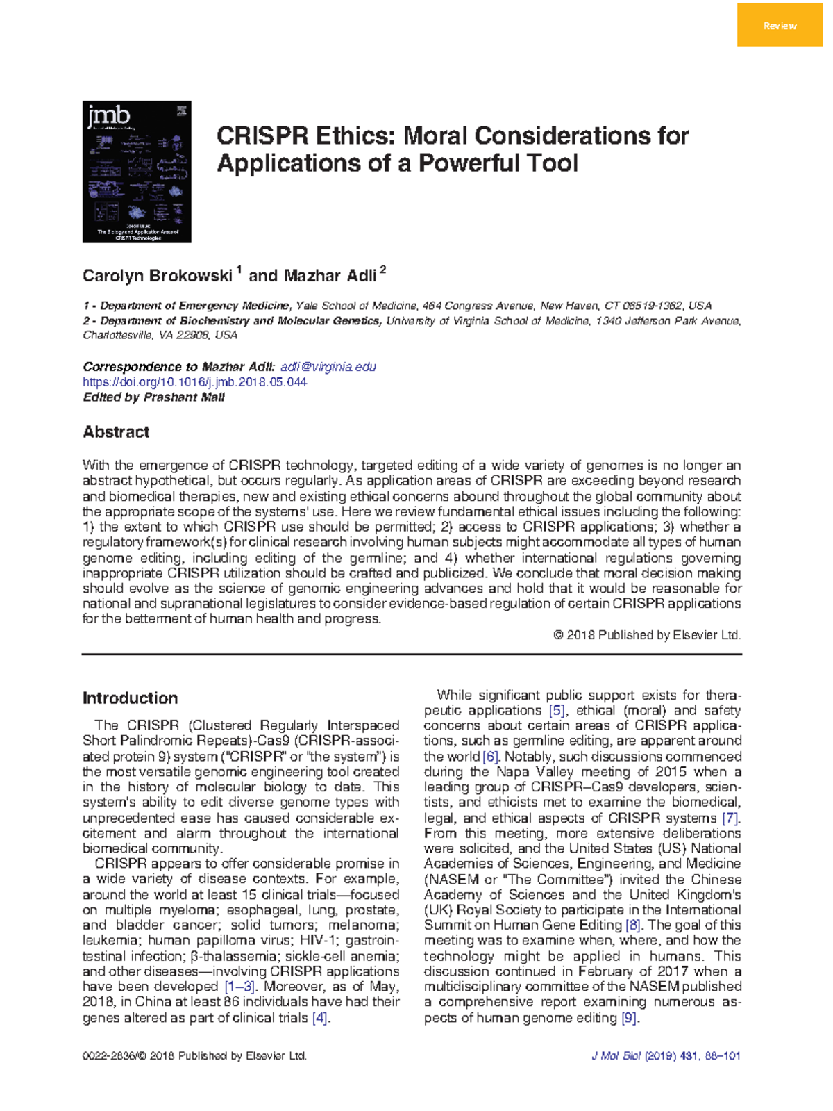 CRS 101: Ethical Considerations in CRISPR Applications and Usage - Studocu