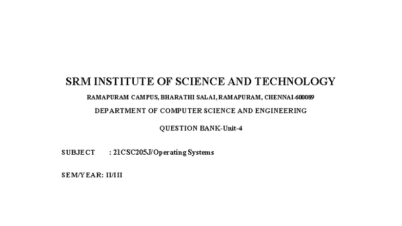 Systems Programming - Unit 4 QB (Question Bank) CO3, CO4, CO5 - Studocu