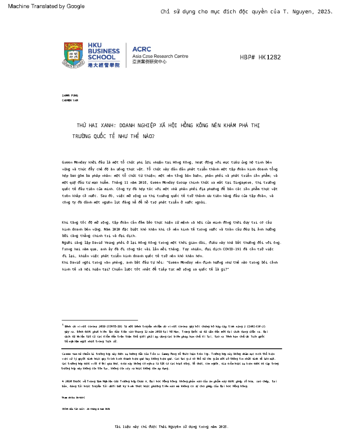 HK1282 Case Study: Green Monday's International Market Exploration ...