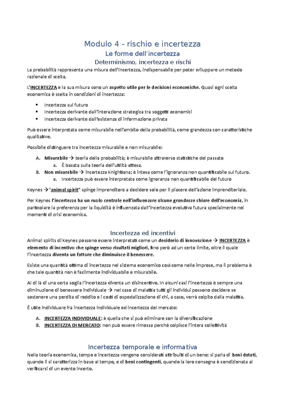 Modulo 4 - Prof Staccioli - Modulo 4 - rischio e incertezza Le forme ...