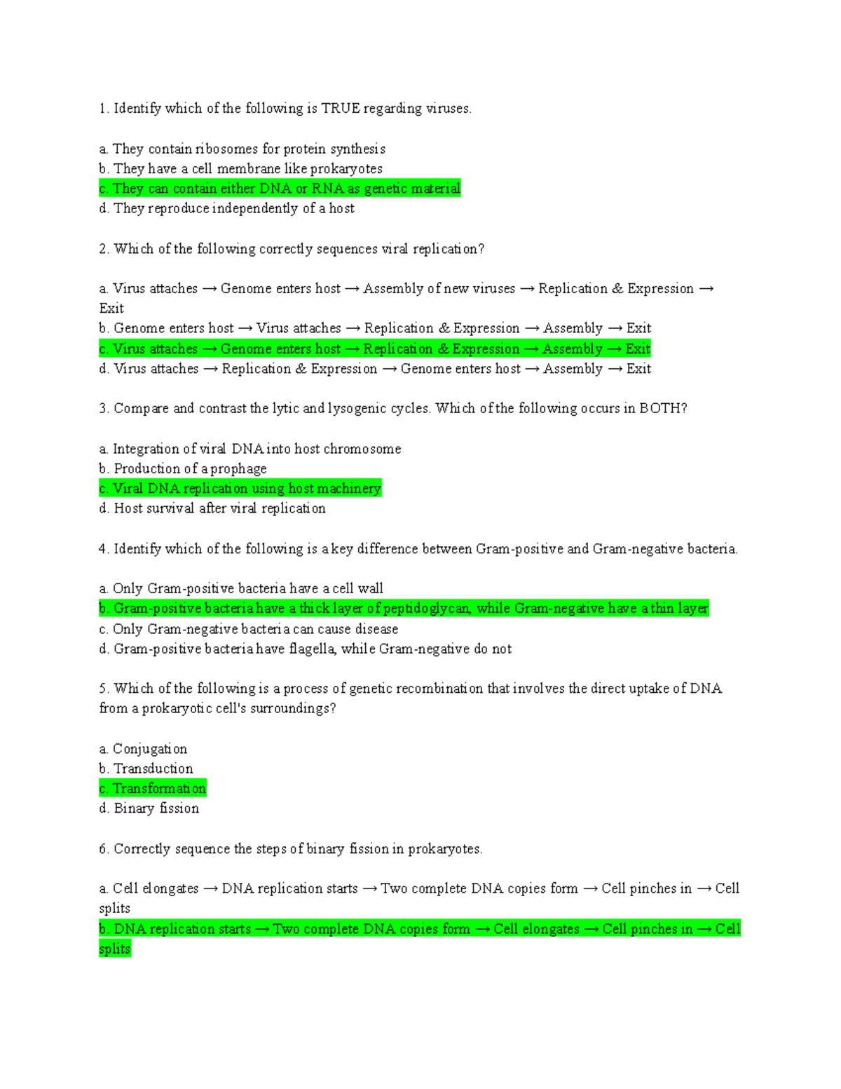 Practice exam for bio 116 exam 1 - Identify which of the following is ...