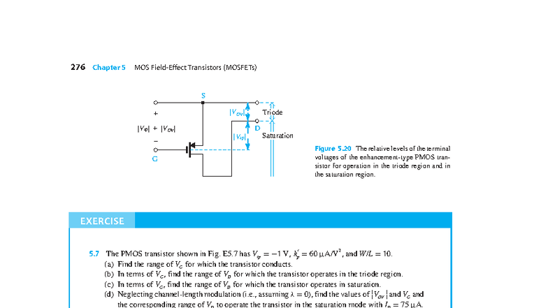 276 Chapter 5 MOSFETs: Analysis of Triode and Saturation Regions - Studocu