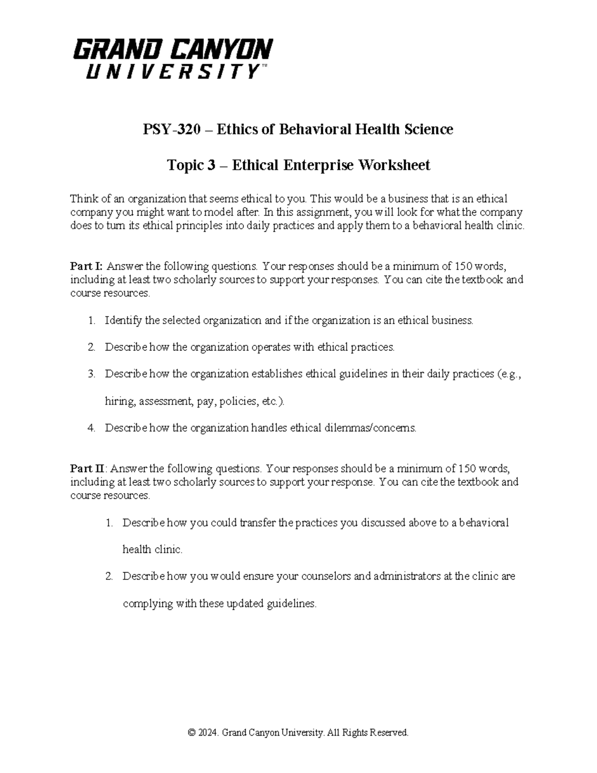 PSY-320 Topic 3 Ethical Enterprise Worksheet and Analysis - Studocu