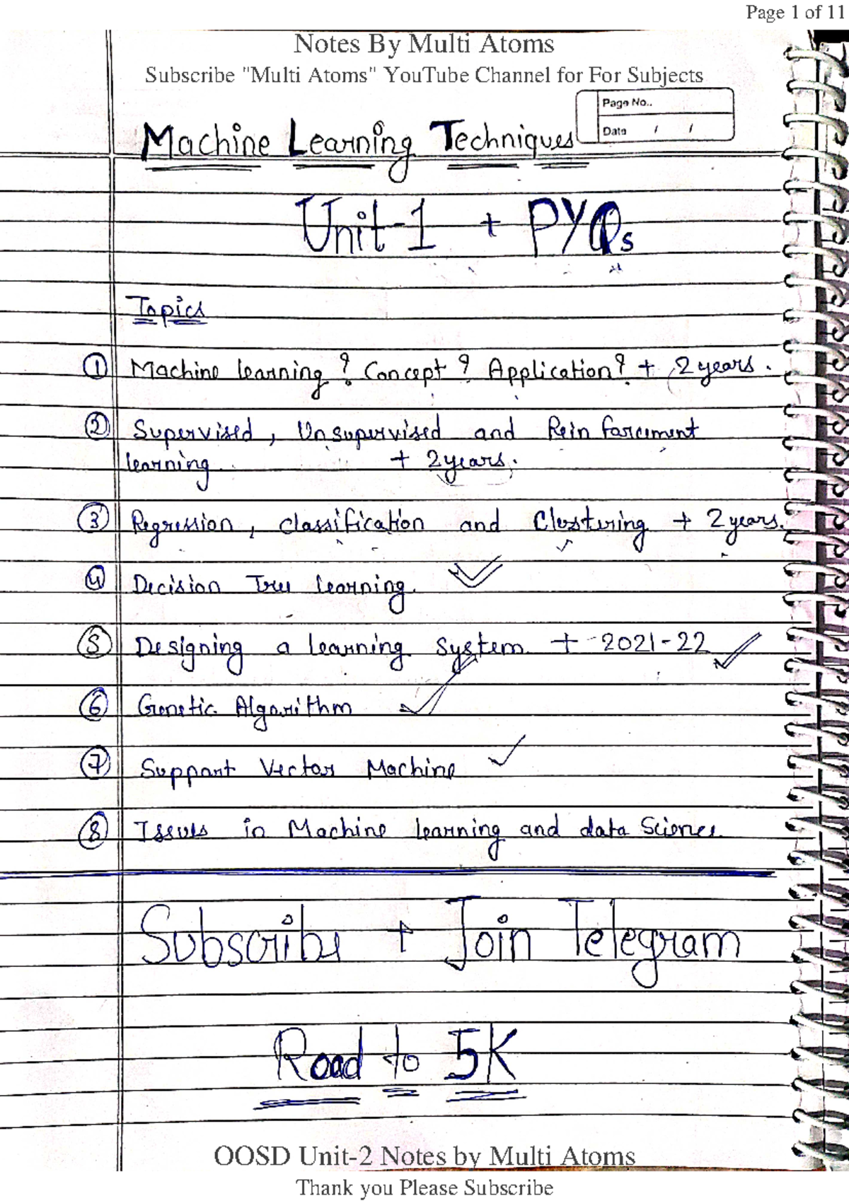MLT-ONE-SHOT-UNIT-2 - Comprehensive Notes by Multi Atoms - Studocu