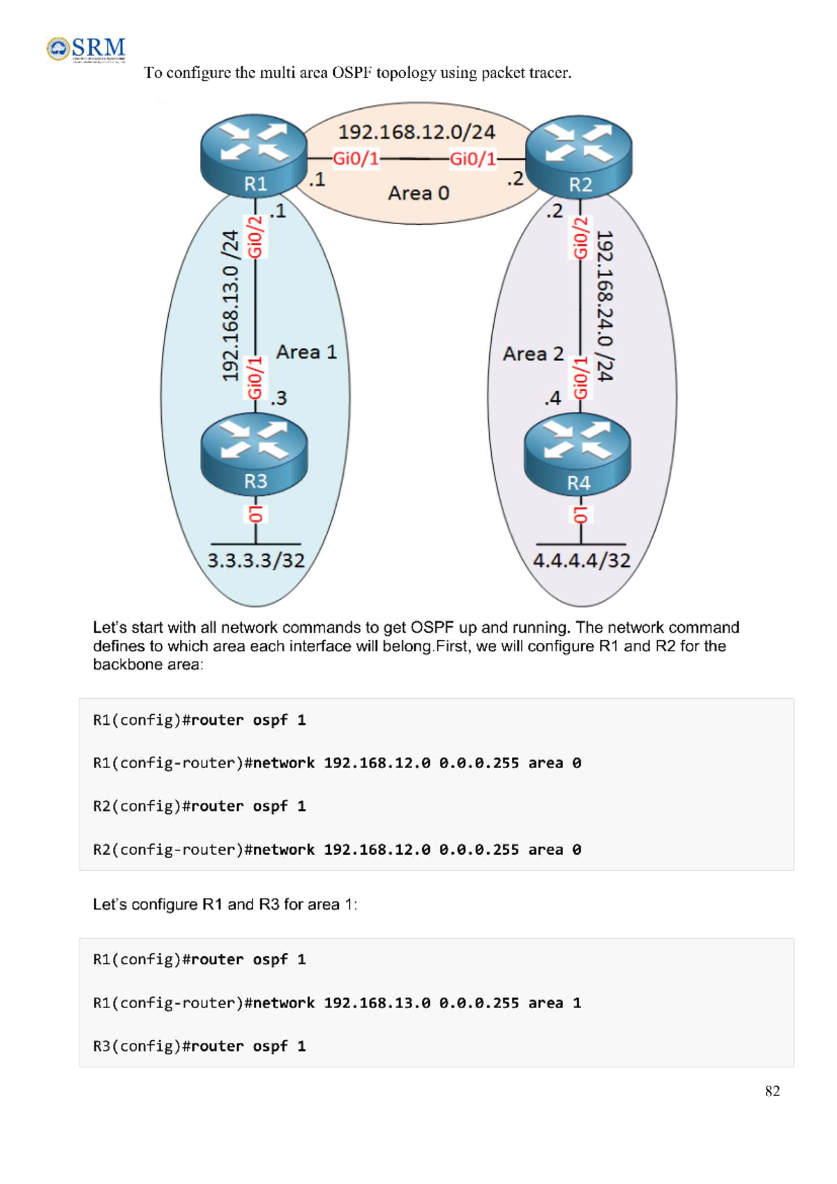Lab 9 - OSPF Multi-Area Configuration in Packet Tracer - Studocu