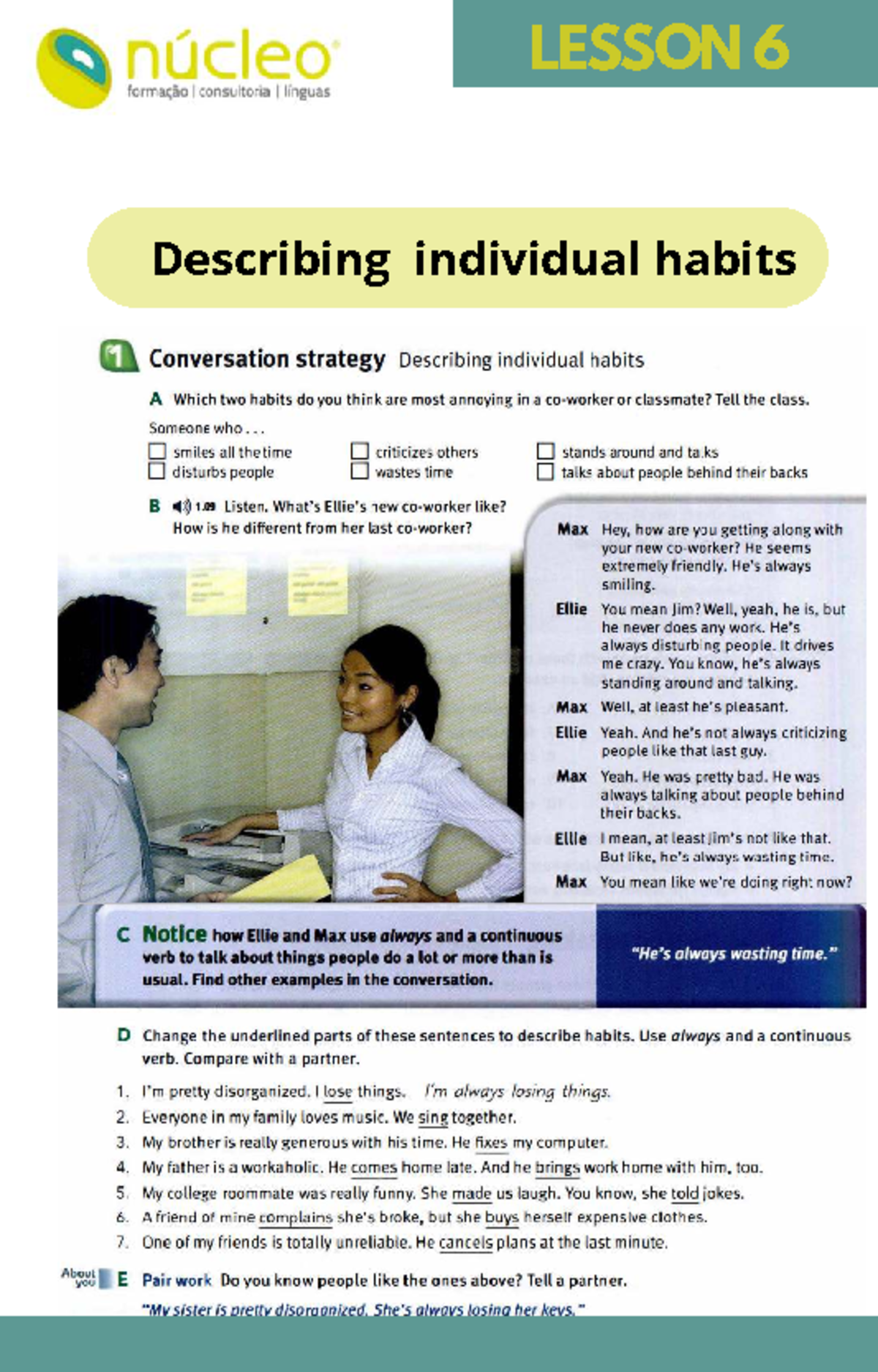 Lesson 6: Describing Individual Habits in Conversation Strategies - Studocu