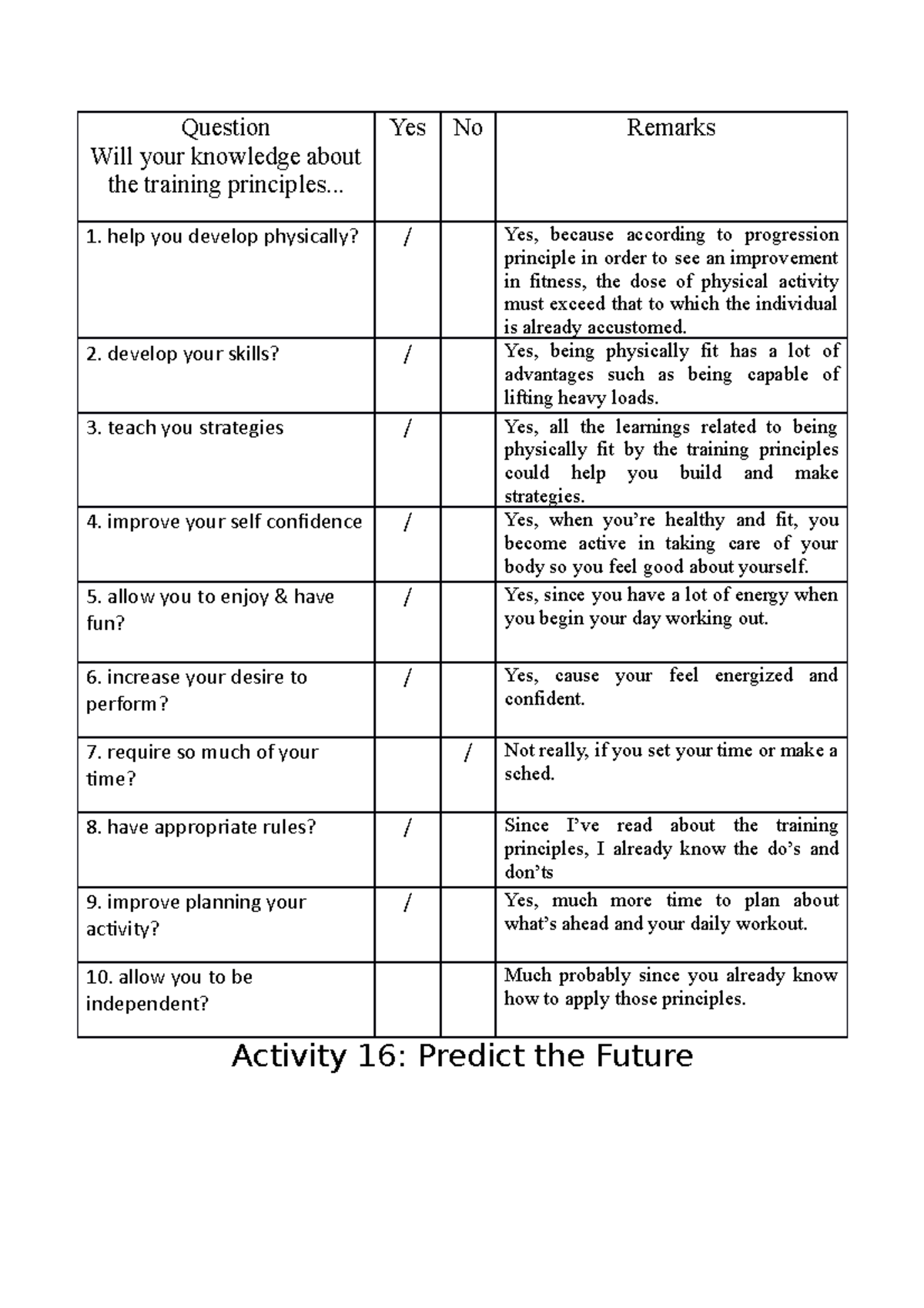 Activity 16 Predict the Future - Question Will your knowledge about the ...