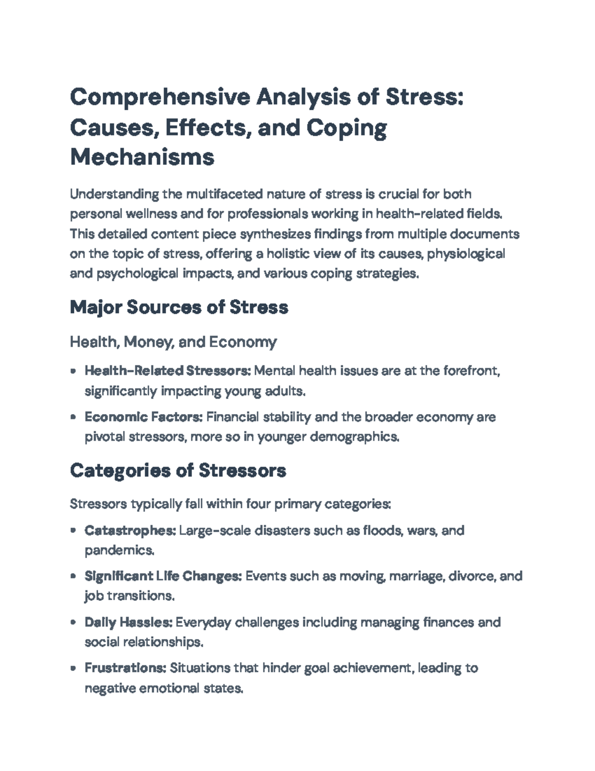 Comprehensive Stress Analysis: Causes, Effects & Coping Strategies - Comprehensive Analysis of ...
