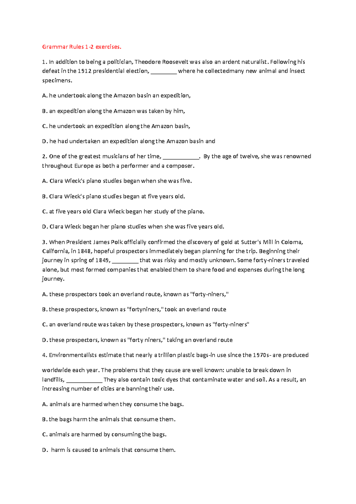 Grammar Rules Exercises: Bk More Modifiers - Studocu