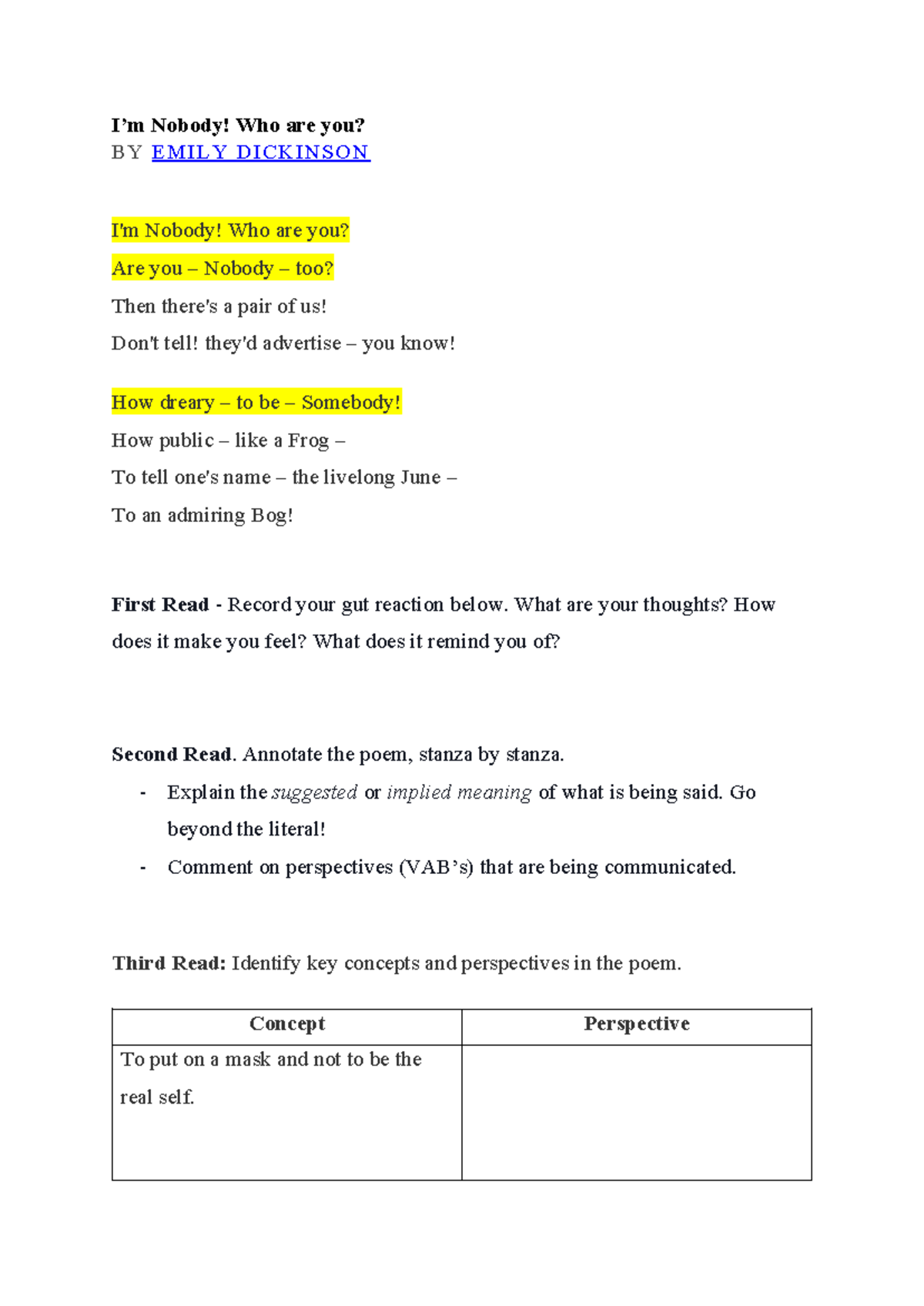 3 EMILY DICKINSON Poems: Analysis & Reflections on Identity - Studocu