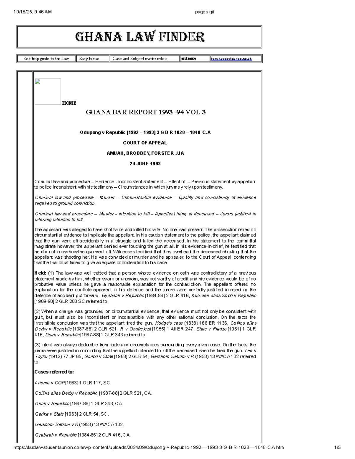 Odupong v Republic - Criminal Case Study on Intent and Malice ...