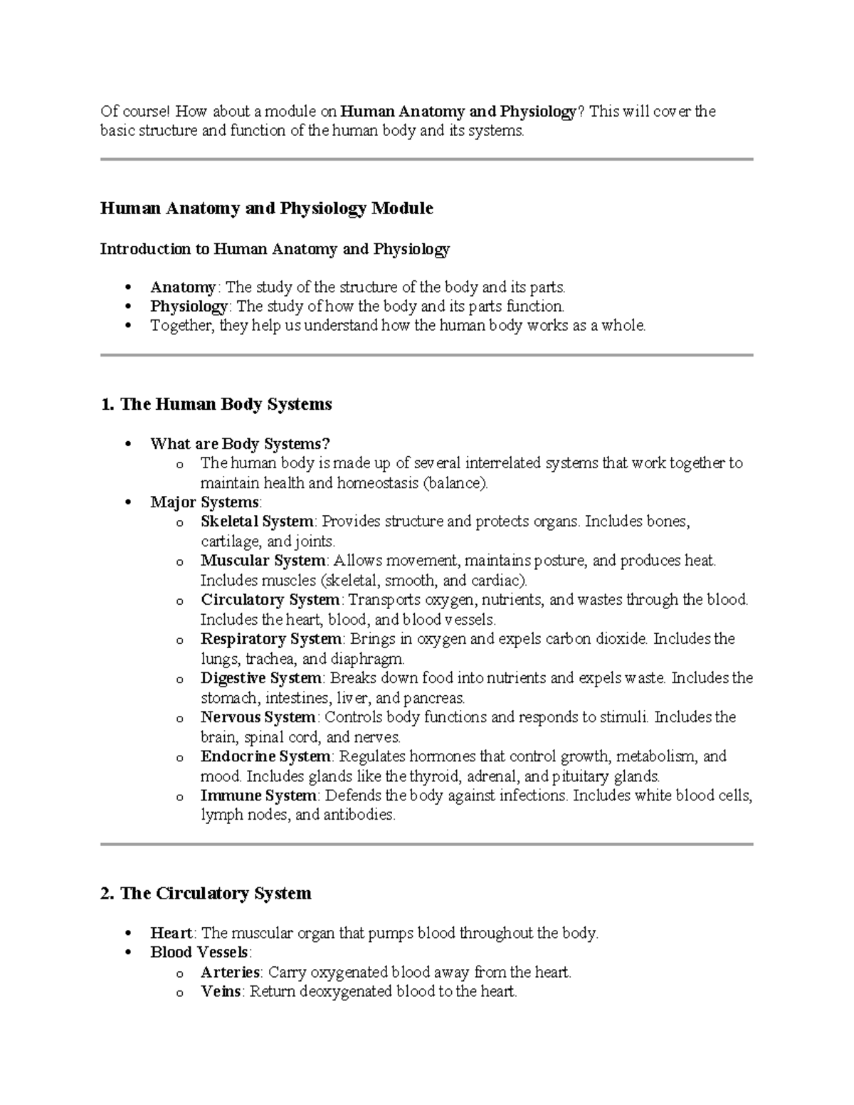 Human Anatomy and Physiology Module Overview - Studocu