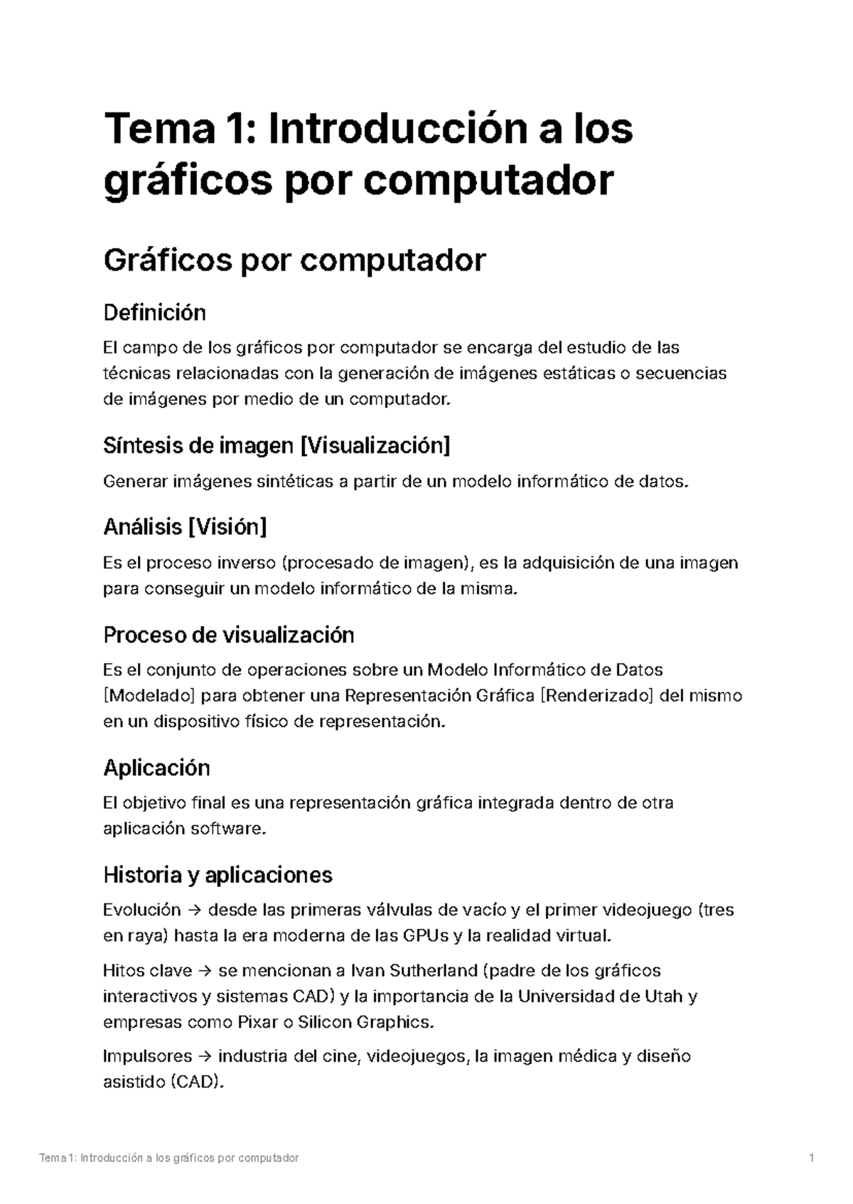 Tema 1: Introducción a los Gráficos por Computador en Informática ...