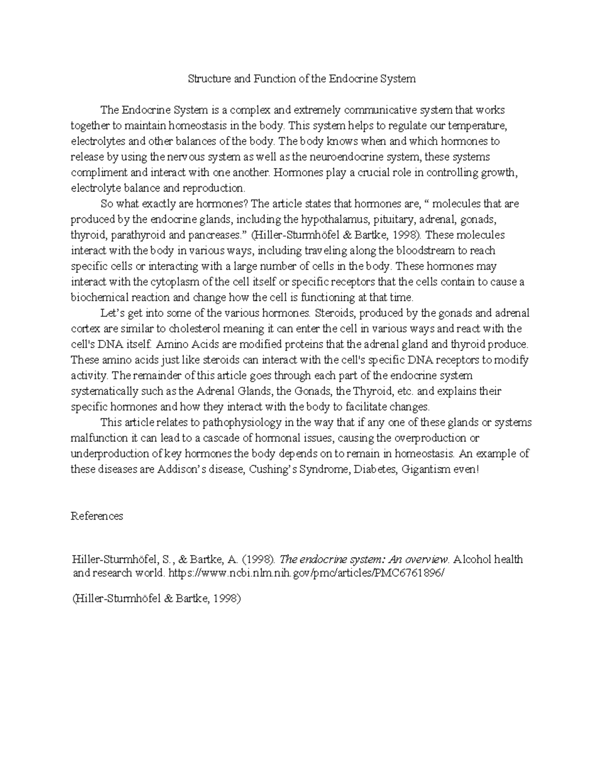 Pathophysiology Week 7 - Structure and Function of the Endocrine System The Endocrine System is ...