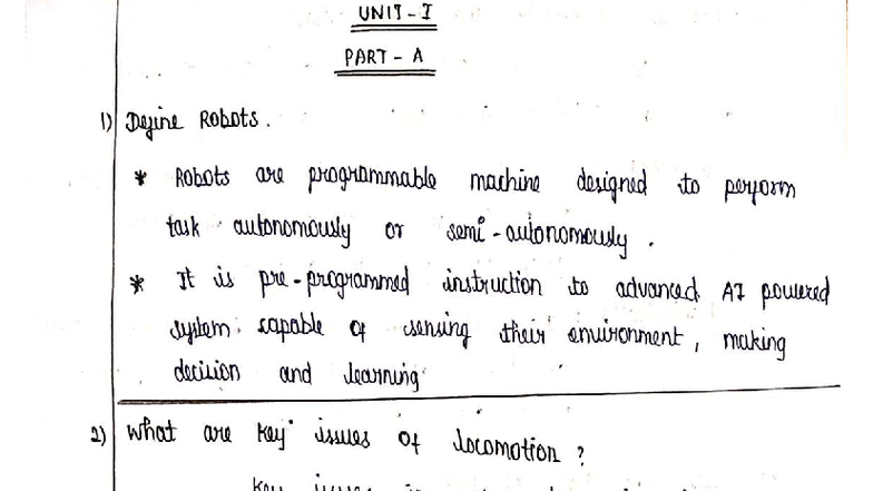 CMR 101: Overview of Aerial and Mobile Robots - Studocu