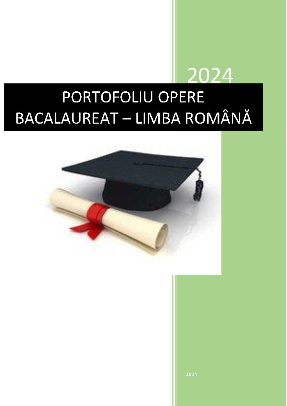 Portofoliu Bacalaureat 2024: Opere și Eseuri de Analiză Literară - Studocu
