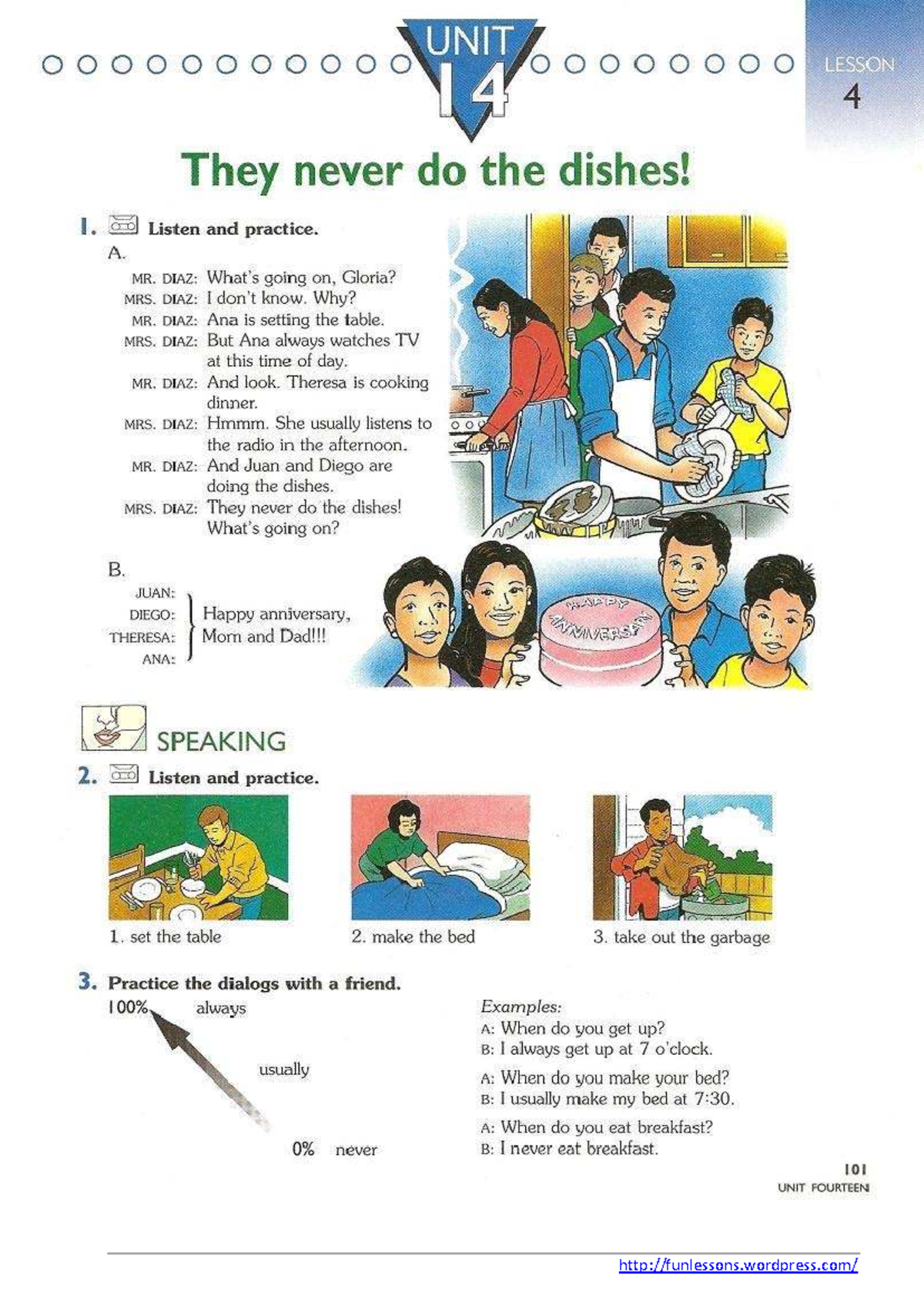 UNIT 14 LESSON 4: Daily Routines and Bob's Birthday Party Activities ...
