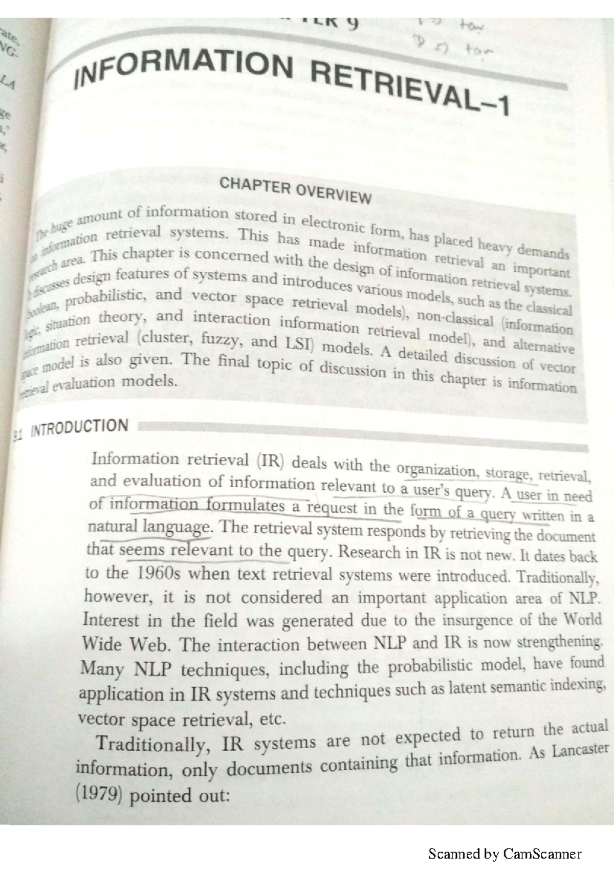 INFORMATION RETRIEVAL SYSTEMS: CHAPTER OVERVIEW (MODULE 5) - Studocu