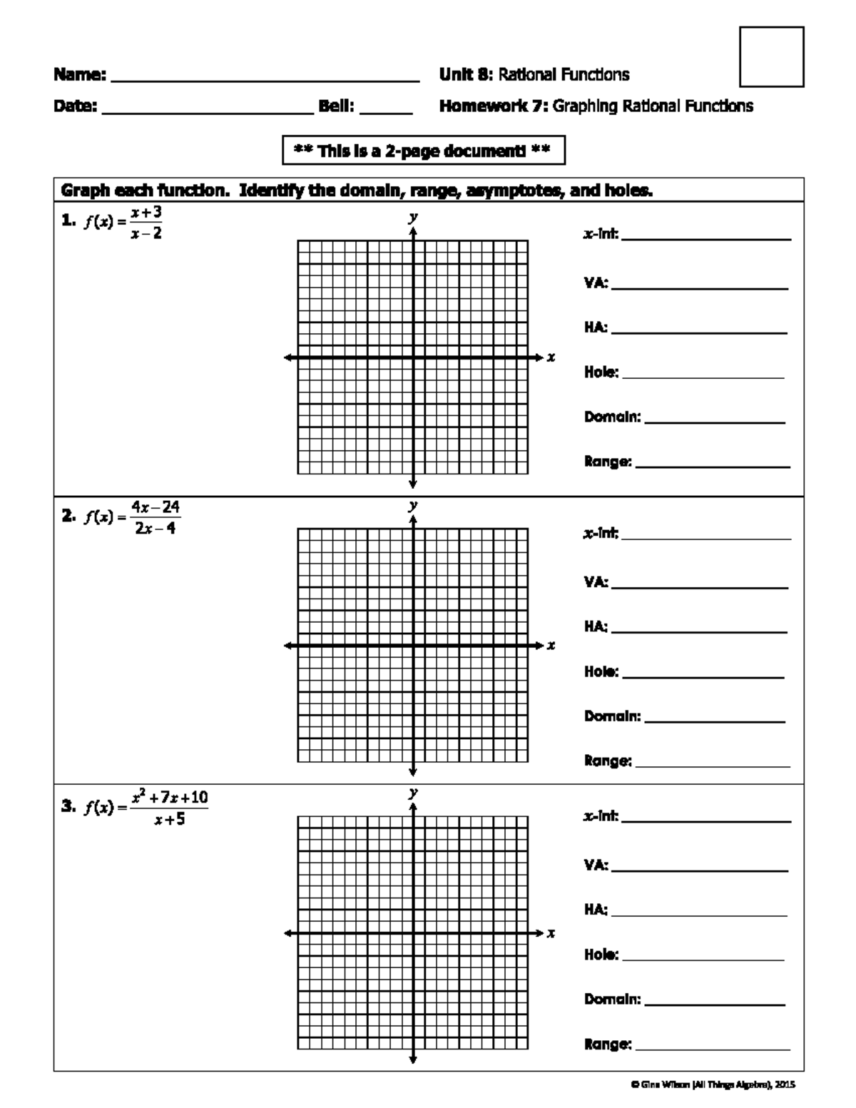 Unit 8: Homework 7 - Graphing Rational Functions (4.2) - Studocu