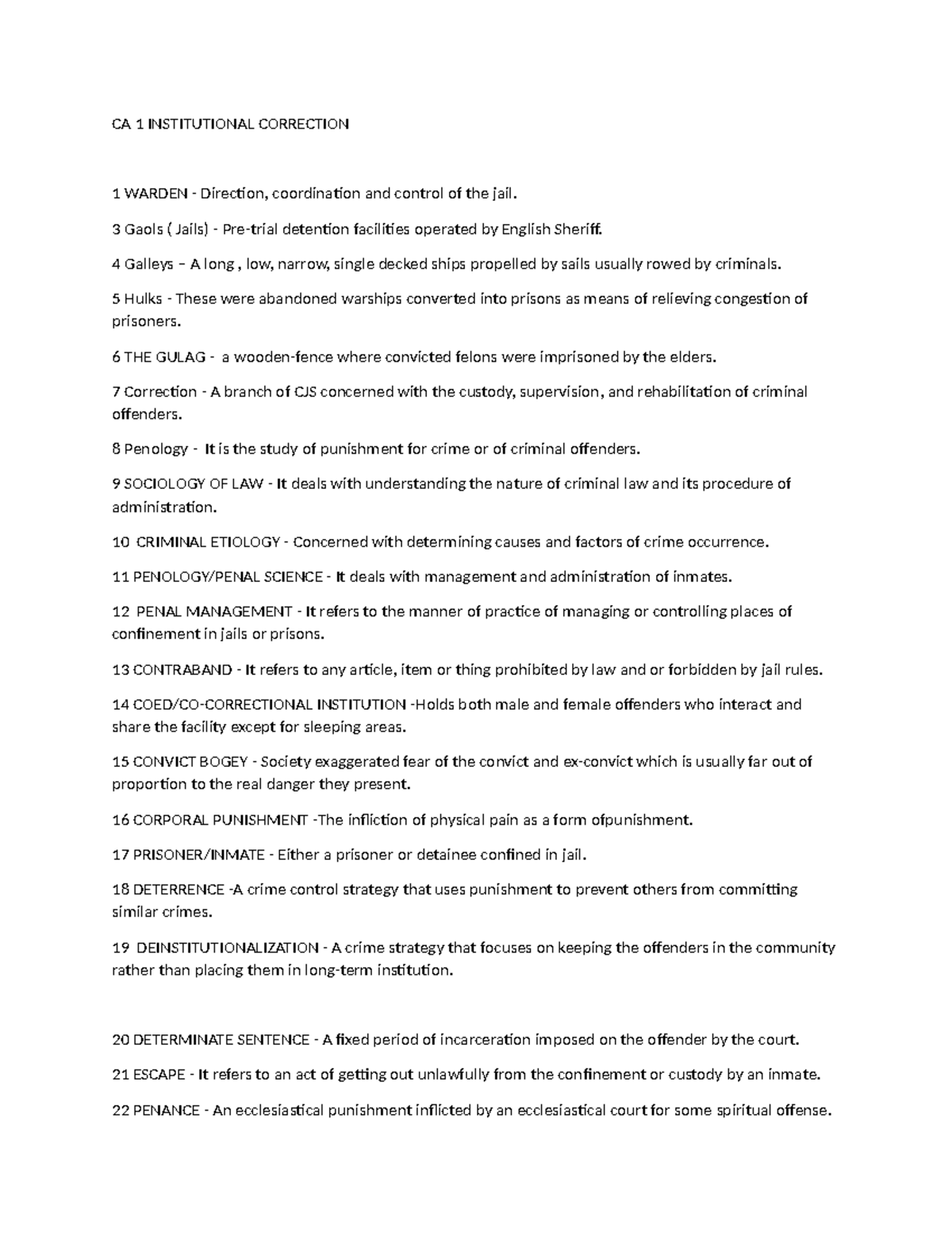 CA 1 INSTITUTIONAL CORRECTION: Overview of Correctional Systems and ...