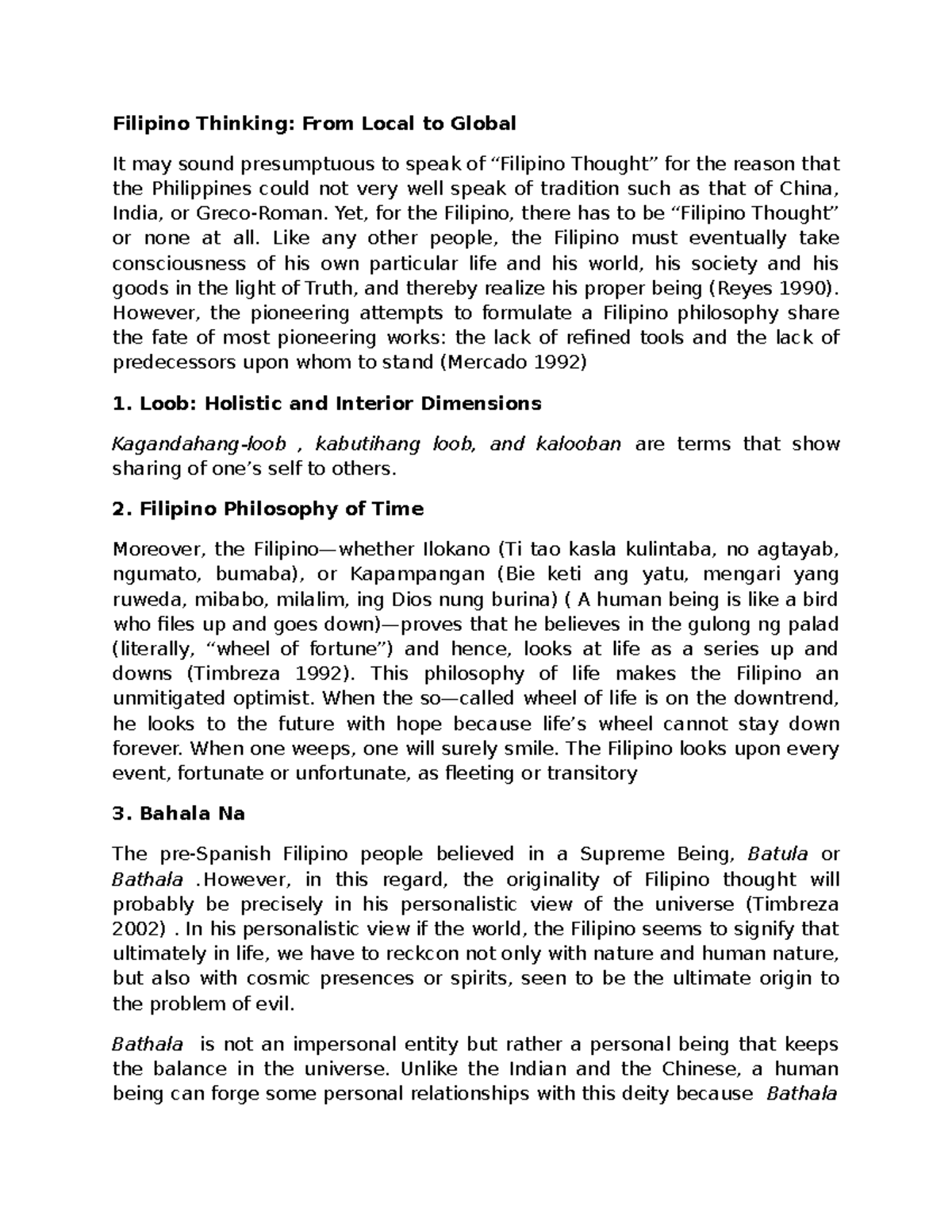 1st Topic in Philosophy - Filipino Thinking: From Local to Global It ...