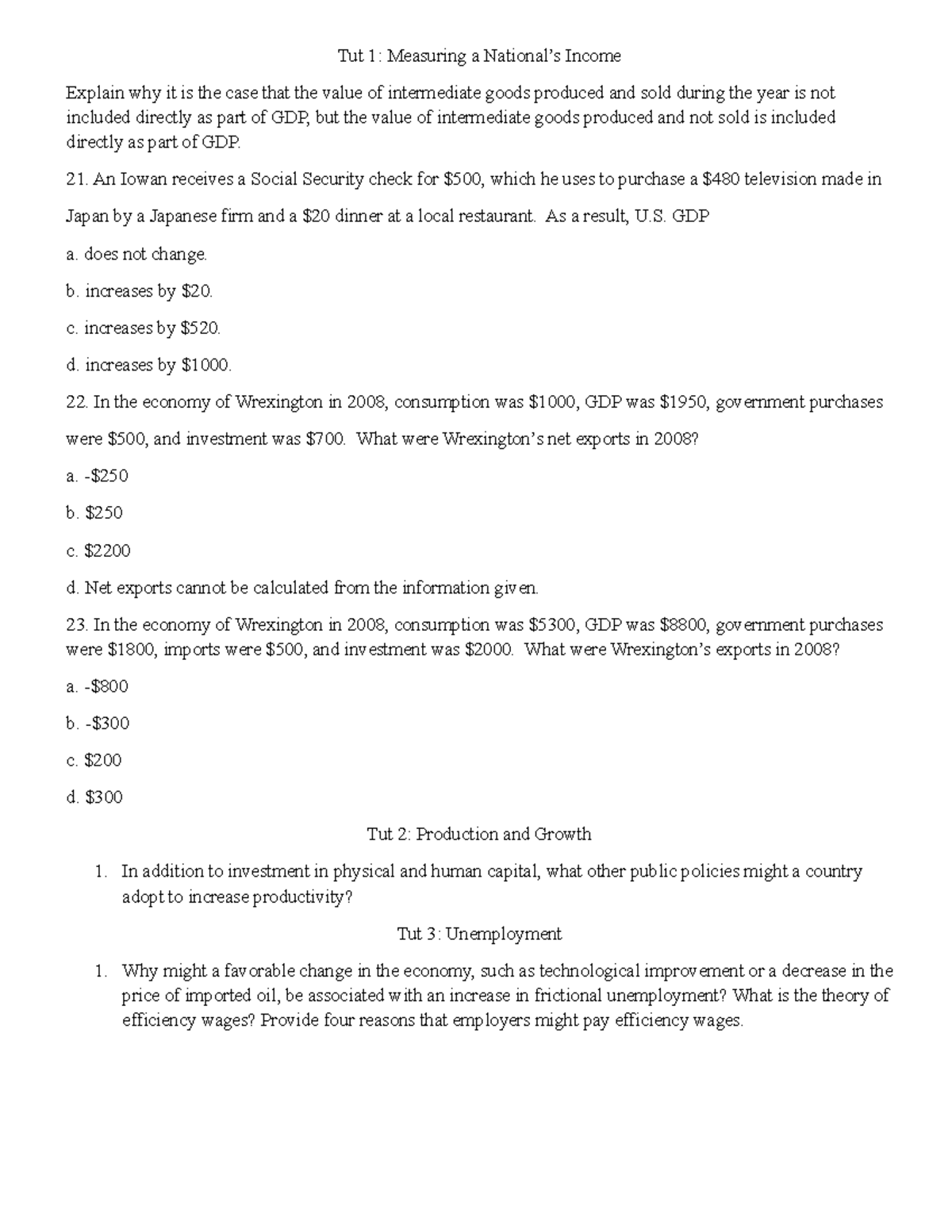 Final Exam: Macroeconomics (MACE 101) - Key Concepts and Questions ...
