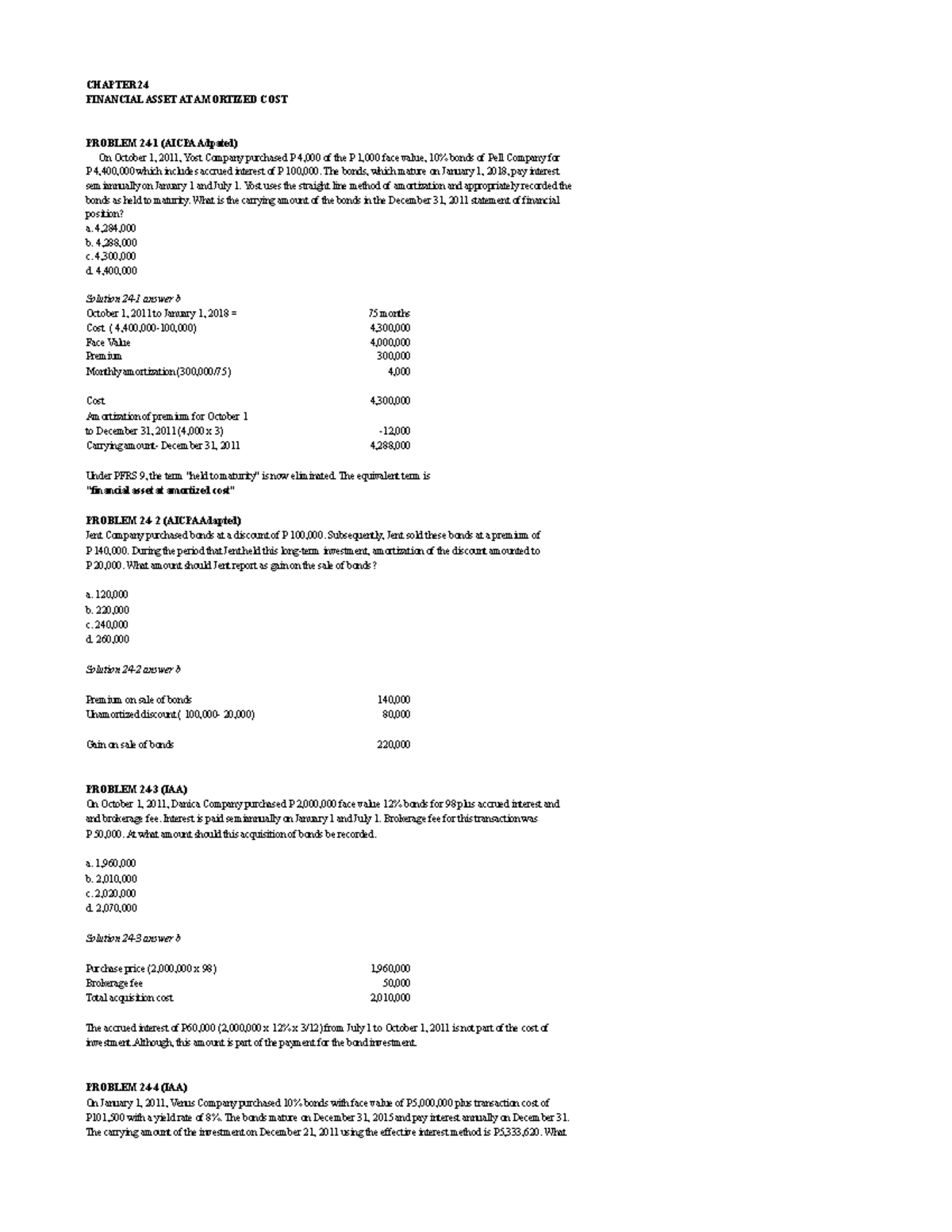 Financial Assets at Amortized Cost - Chapter 24 Solutions - Studocu