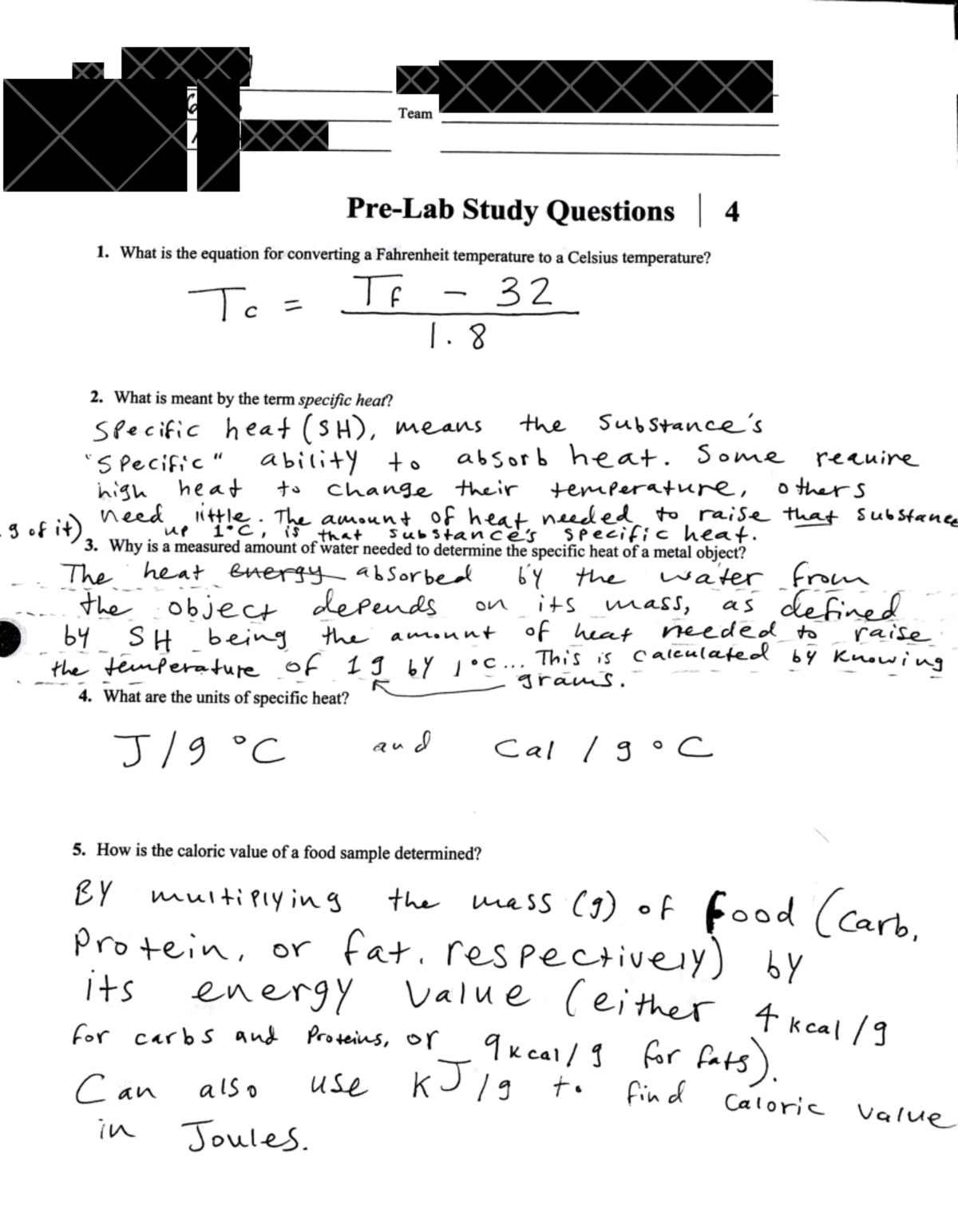 Lab 4 Report on Specific Heat - Chem 4 - Studocu