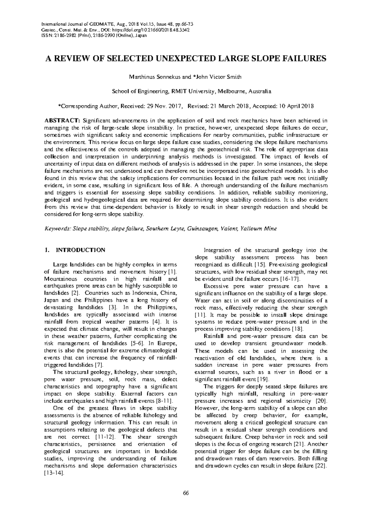 A Review of Large Slope Failures: Insights from Case Studies (ENGR 3542 ...