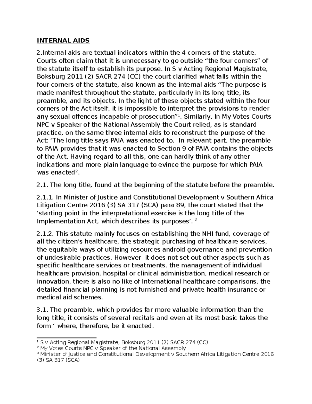 Internal Aids in Statutory Interpretation: A Summary - Studocu
