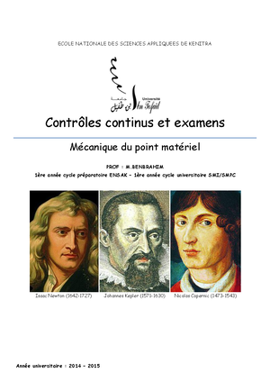 Mécanique du Point Matériel Cours - Mécanique du Point Matériel SMPC-S1 ...