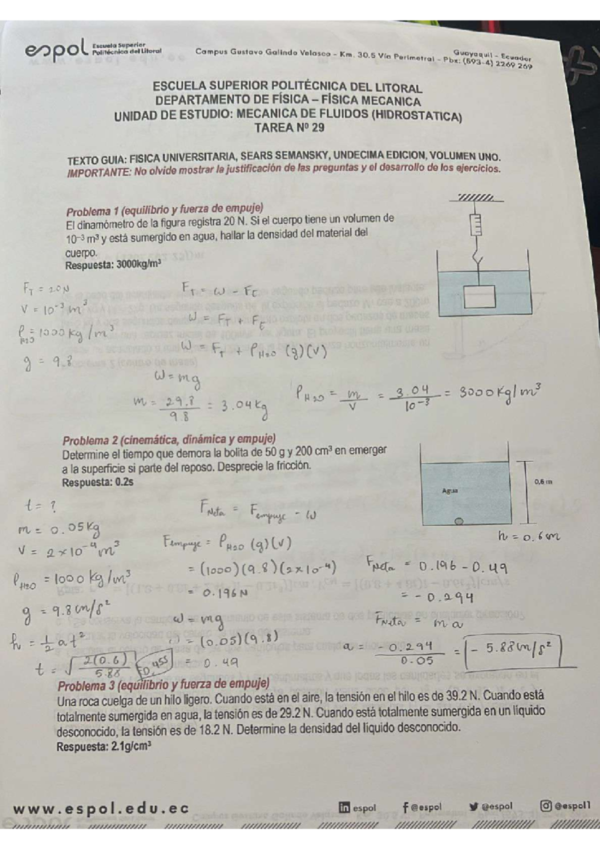 Tarea 29: Dinámica de Fluidos - Mecánica de Fluidos (Hidrostática ...
