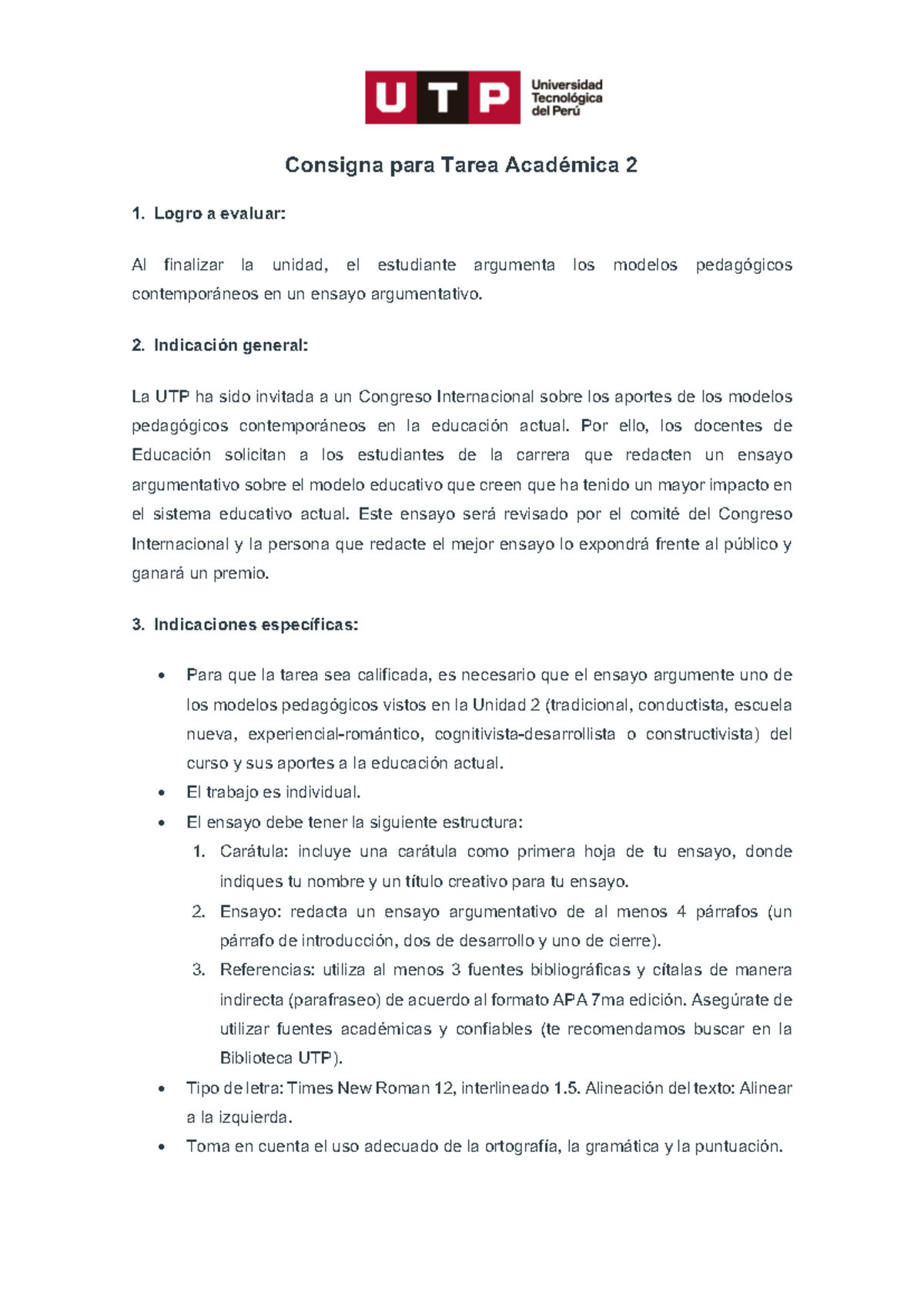 Tarea Académica 2: Ensayo sobre Modelos Pedagógicos Contemporáneos ...