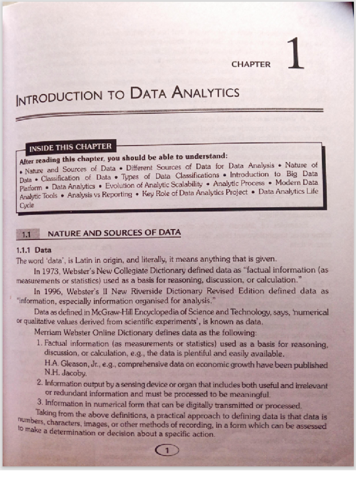 Data analytics unit 1st - 1 CHAPTER INTRODUCTION TO DATA ANALYTICS ...
