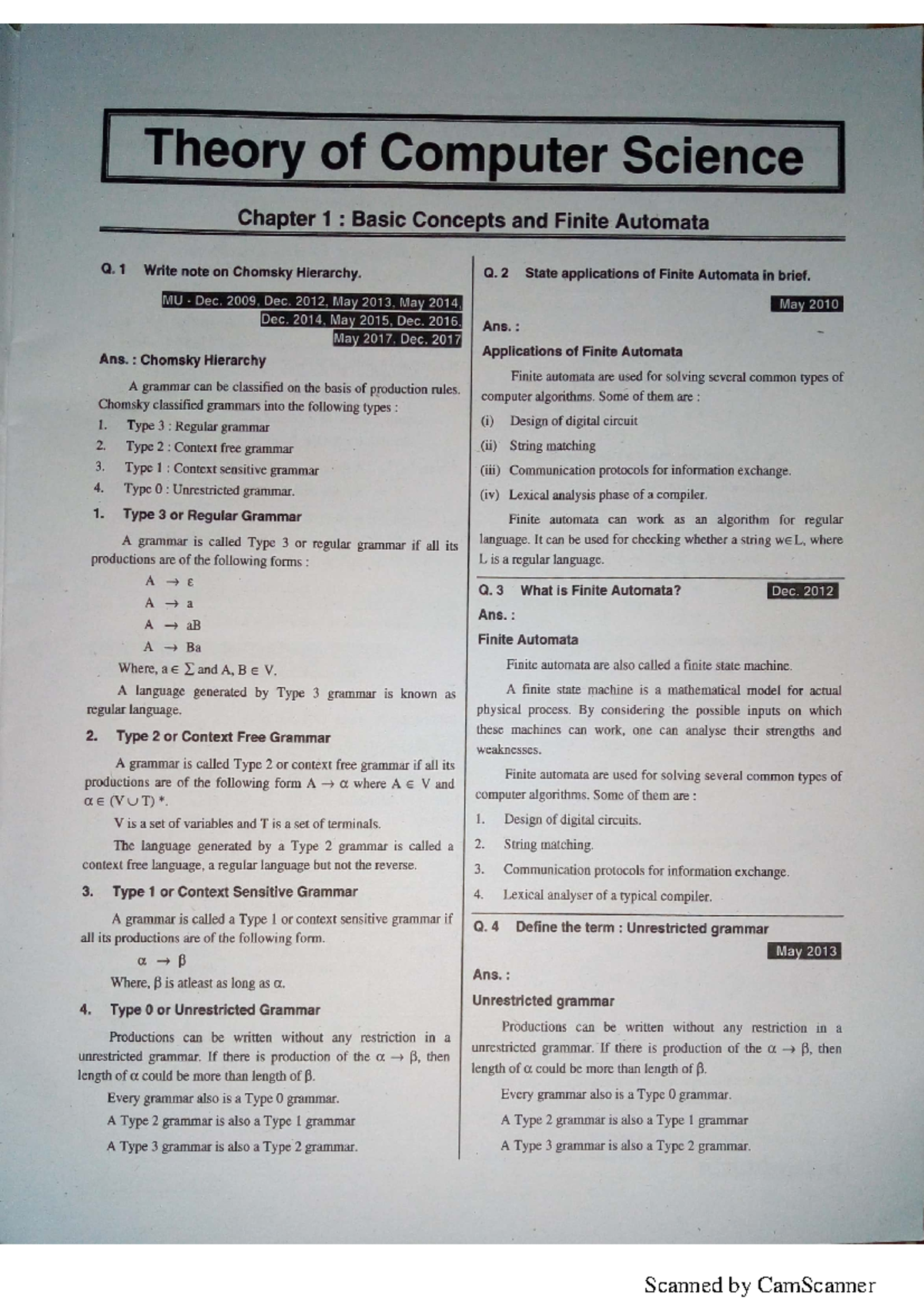 Theory Of Computer Science Easy Solution - Computer Engineering - Studocu