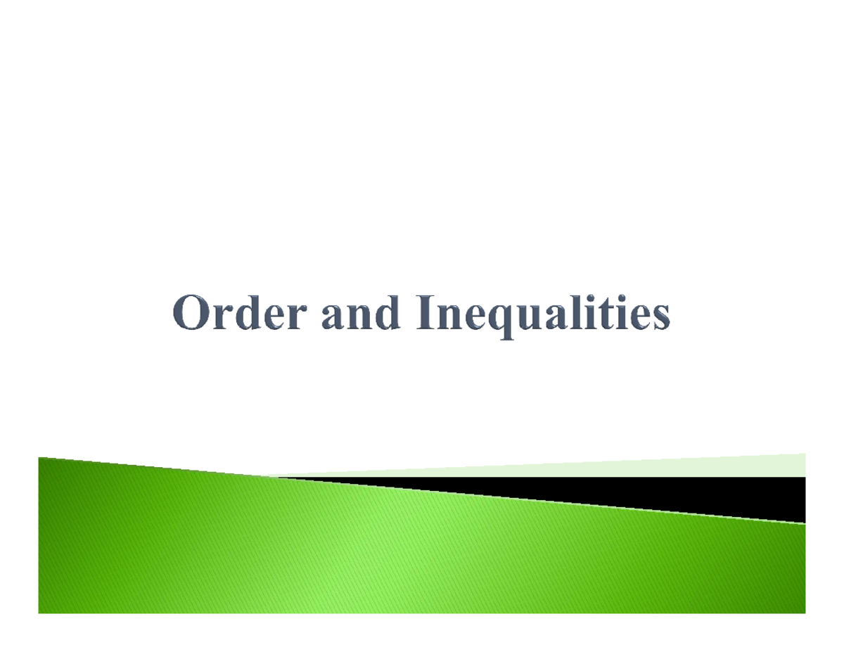 Order and Inequalities in Real Numbers - Studocu