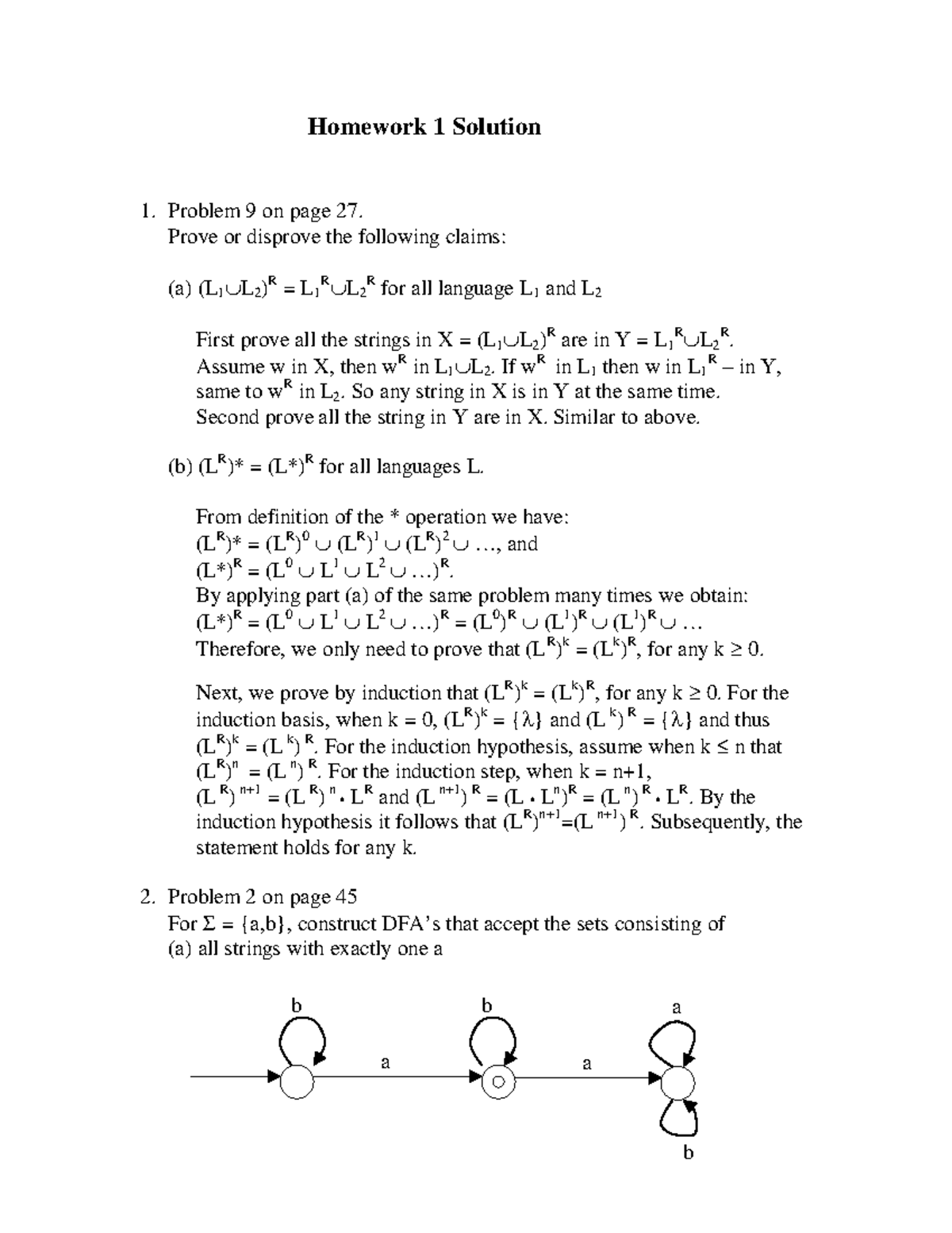 Solution 1 - Homework 1 Solution Problem 9 on page 27. Prove or ...
