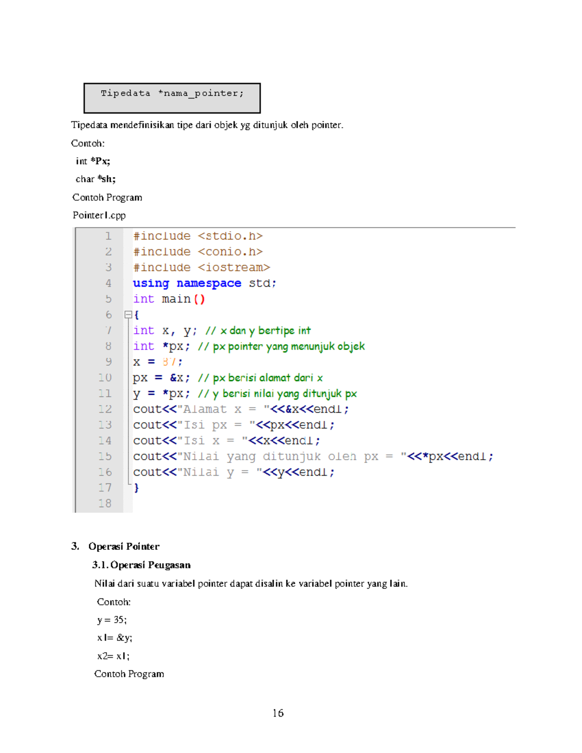 Modul 3 Pointer 16-22: Tugas dan Penjelasan Operasi Pointer - Studocu