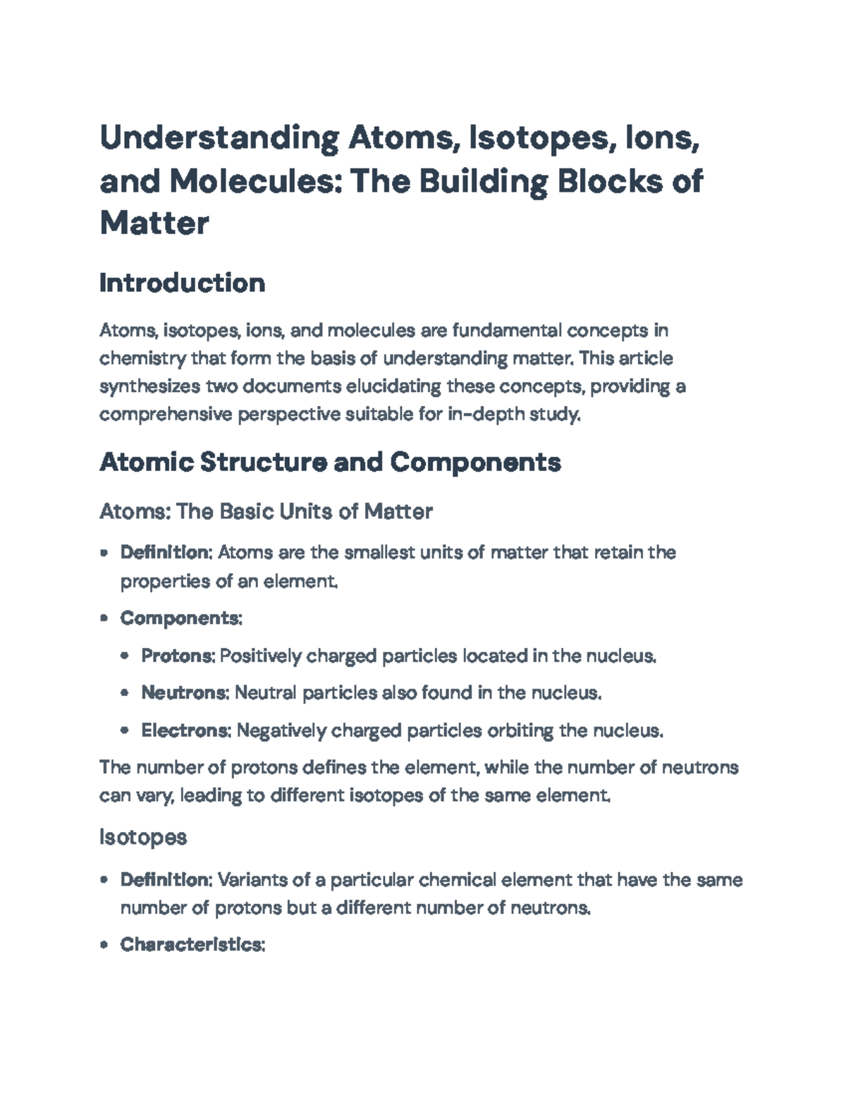 Understanding Atoms, Isotopes, Ions & Molecules: Core Chemistry ...