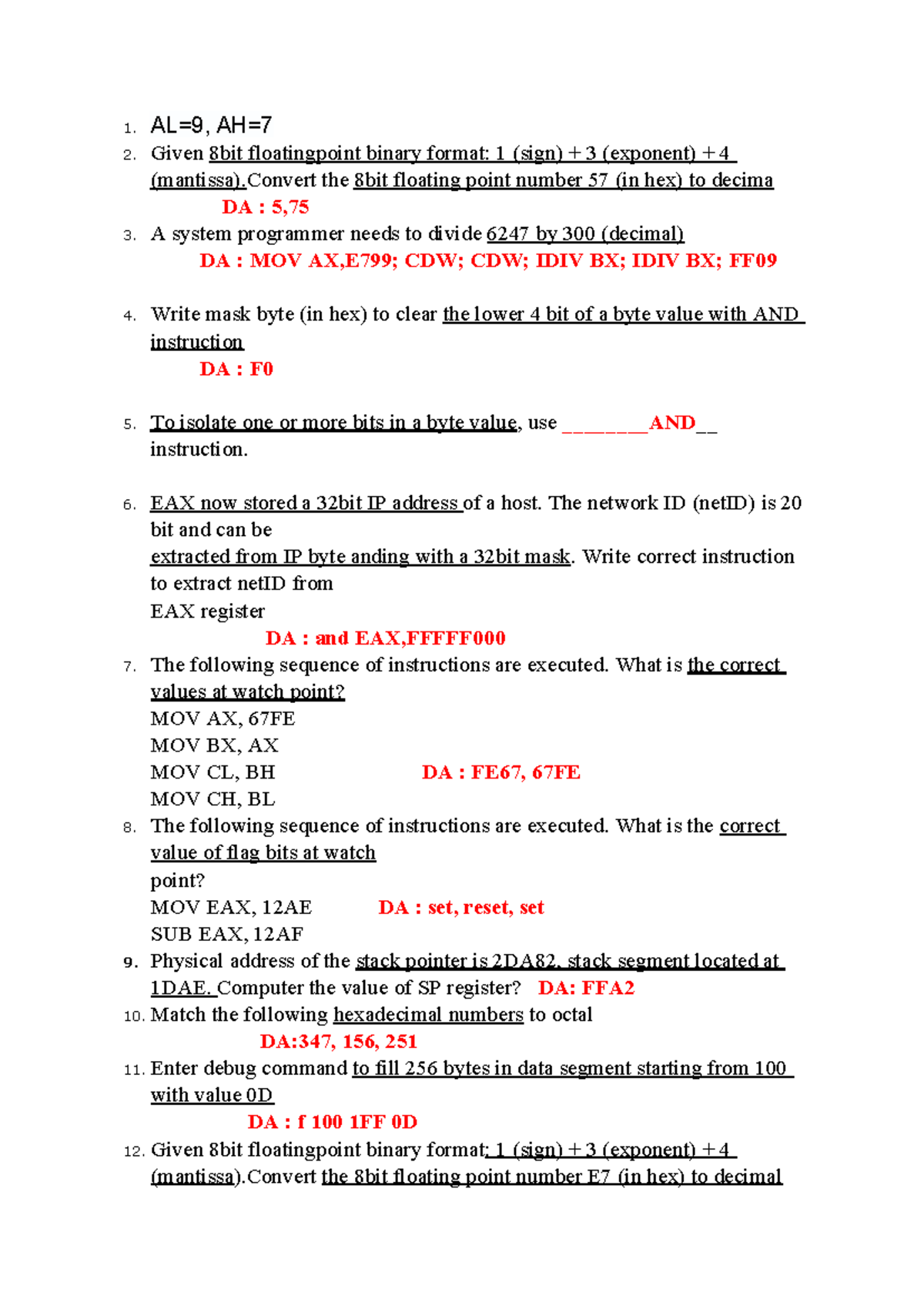 8-Bit Floating Point Conversion & Assembly Instructions Review (KTMT ...