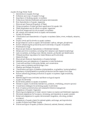 Aquatic Ecosystems - Study Notes & Assignments - Studocu