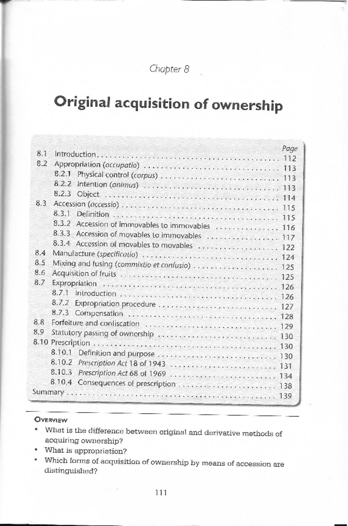 Chapter 8-Original acquisition of ownership - Chapter 8 Original ...