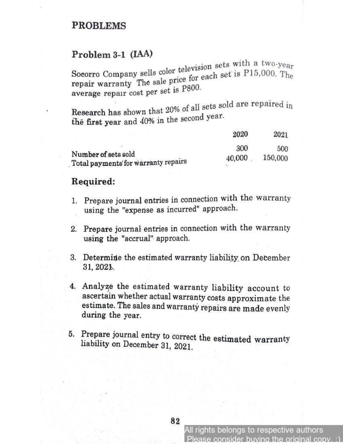 Warranty Provision Questions (IAA) - Journal Entries & Liability ...