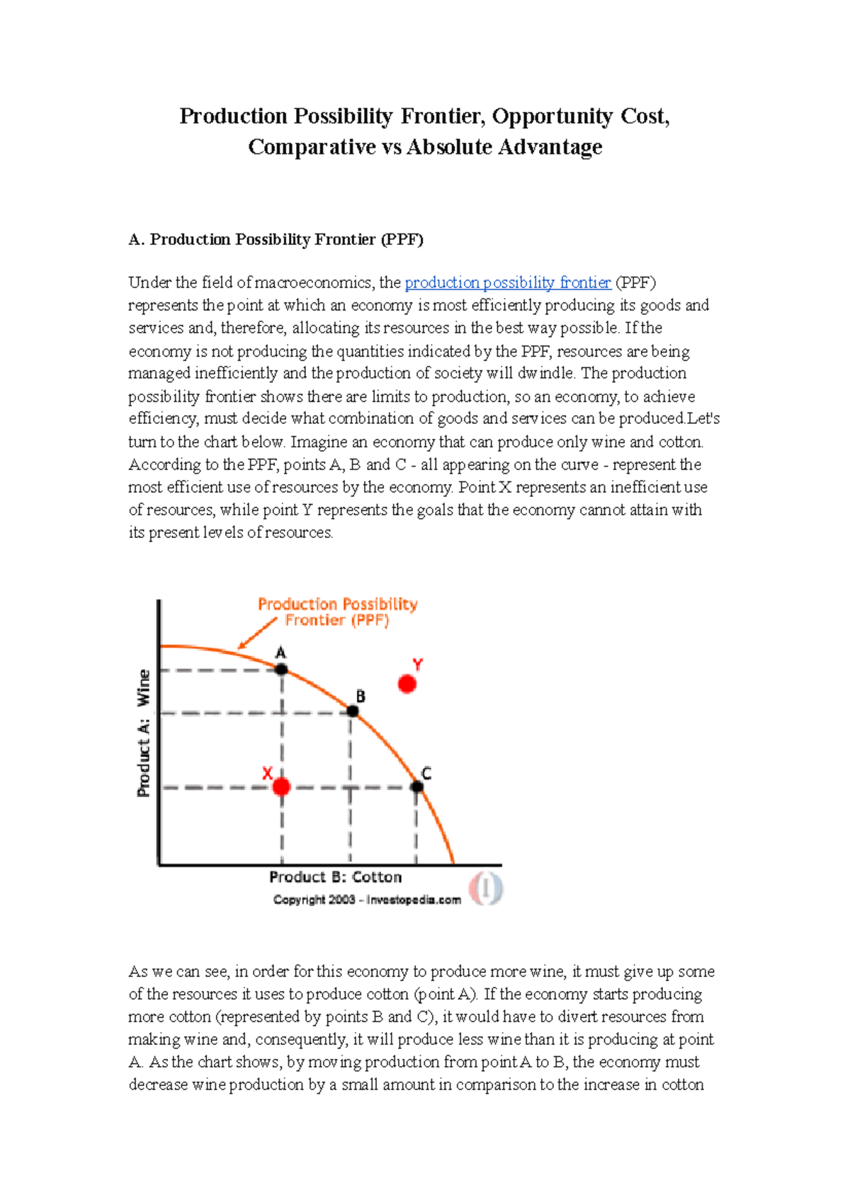 ECON 101: PPF, Opportunity Cost & Comparative vs Absolute Advantage ...